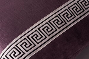 Velvet with Greek Key Trim Decorative Pillow Cover– House Finery