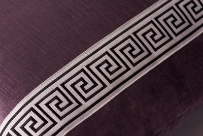 Velvet with Greek Key Trim Decorative Pillow Cover– House Finery
