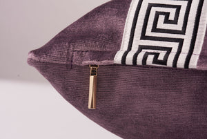 Velvet with Greek Key Trim Decorative Pillow Cover– House Finery