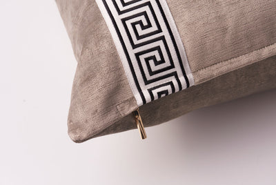 Velvet with Greek Key Trim Decorative Pillow Cover– House Finery