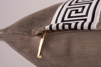 Velvet with Greek Key Trim Decorative Pillow Cover– House Finery