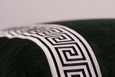 Velvet with Greek Key Trim Decorative Pillow Cover– House Finery
