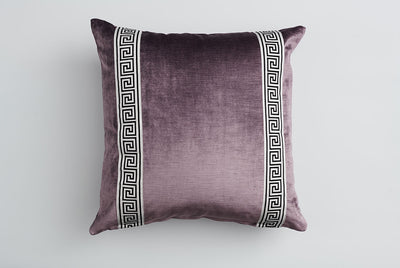 Velvet with Greek Key Trim Decorative Pillow Cover– House Finery