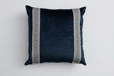 Velvet with Greek Key Trim Decorative Pillow Cover– House Finery