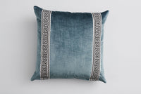 Velvet with Greek Key Trim Decorative Pillow Cover– House Finery