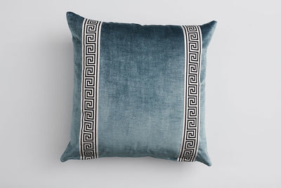 Velvet with Greek Key Trim Decorative Pillow Cover– House Finery